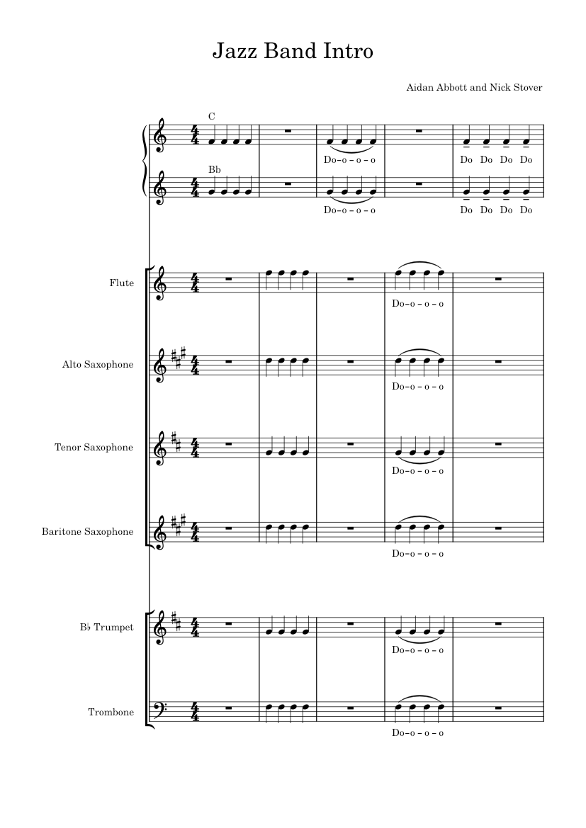 Jazz Intro Sheet Sheet music for Piano, Trombone, Flute, Saxophone alto ...