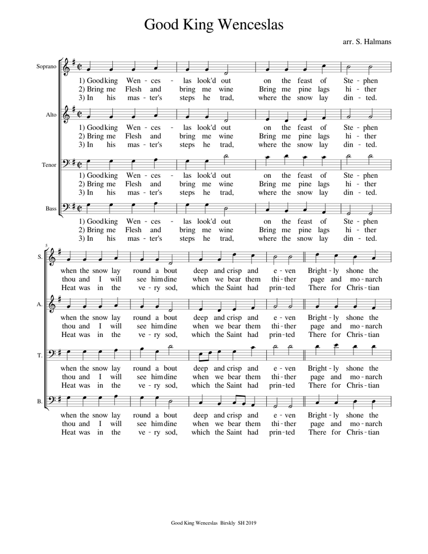 Good king wenceslas – Misc Christmas Sheet music for Soprano, Alto ...
