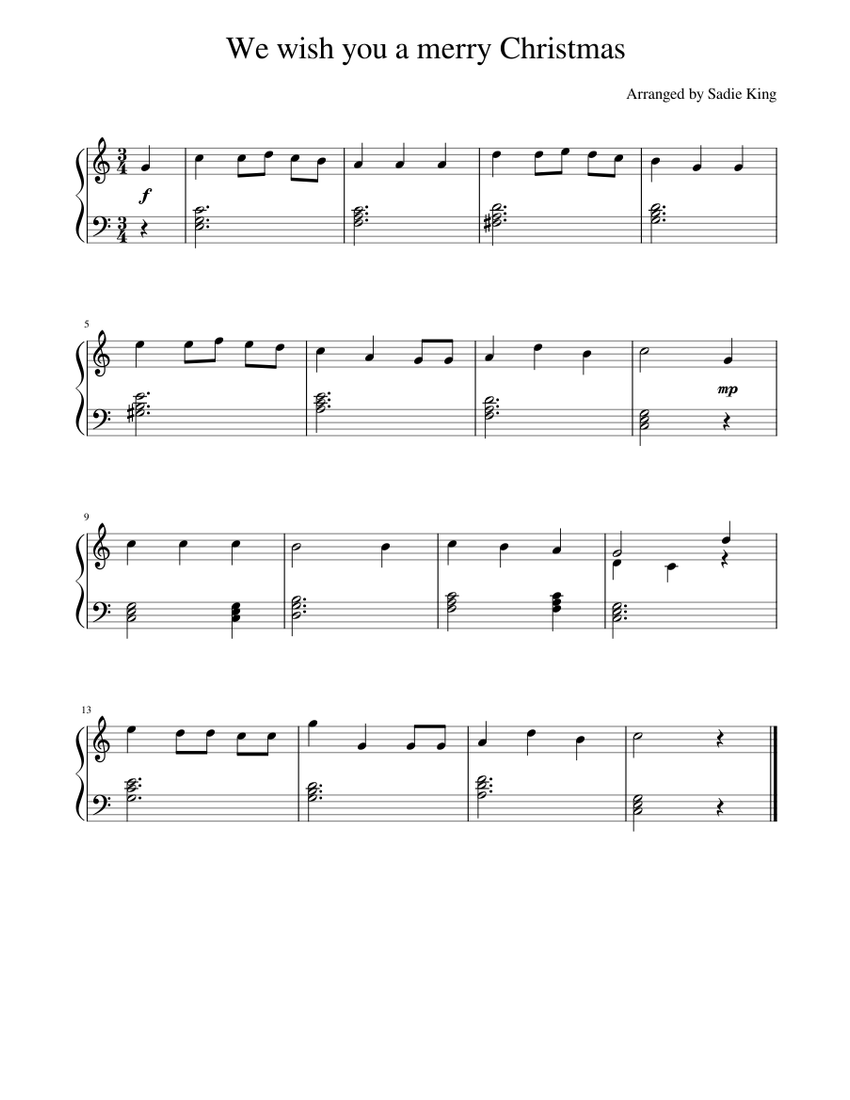 We wish you a merry Christmas - Easy Piano Sheet music for Piano (Solo ...