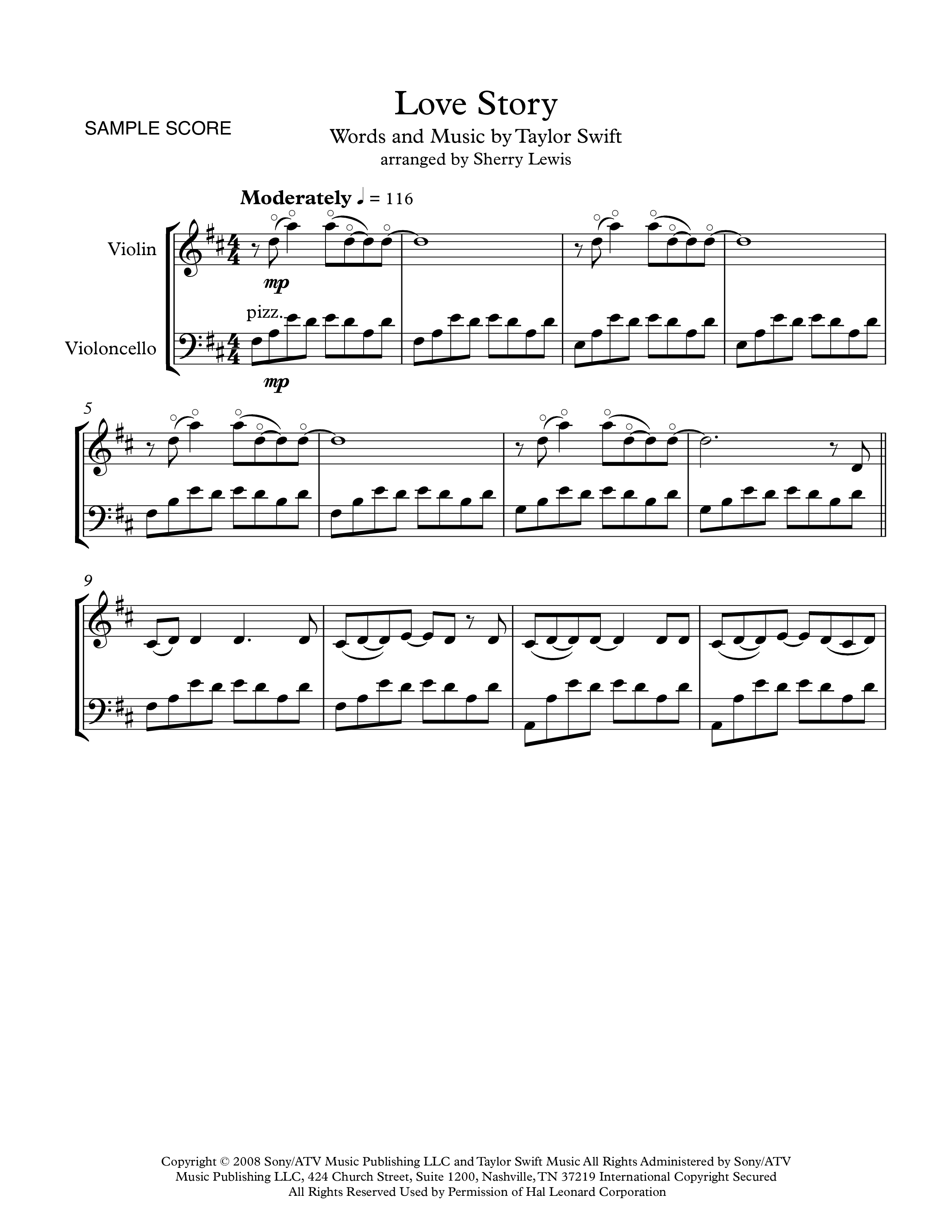 Play Official version of Love story sheet music by Taylor Swift for Violin, Cello | MuseScore.com