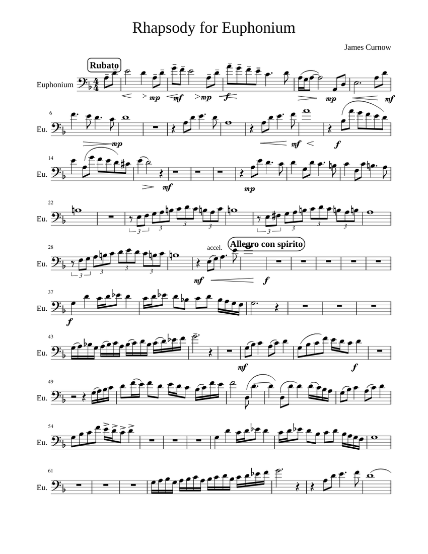 Rhapsody for Euphonium Sheet music for Euphonium (Solo) | Musescore.com