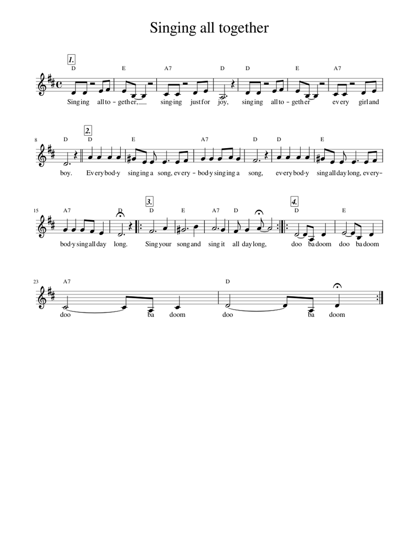 Singing all together Sheet music for Vocals (Solo) | Musescore.com