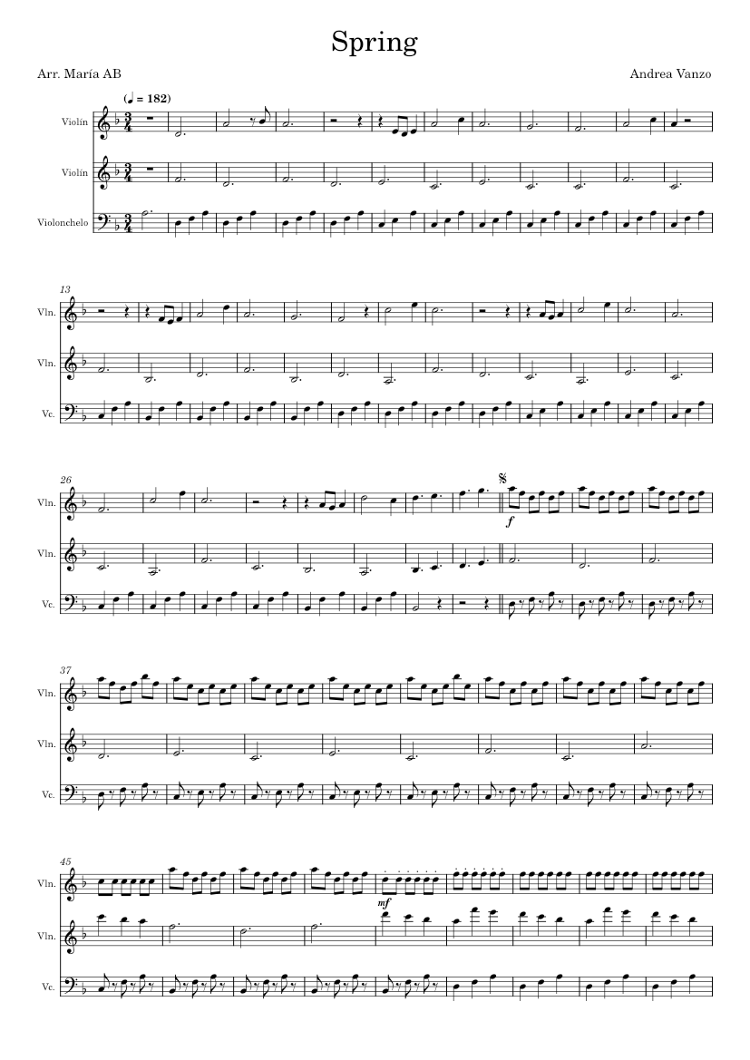Spring_Andrea-Vanzo_string-trio Sheet music for Violin, Cello (Mixed Trio) | Musescore.com
