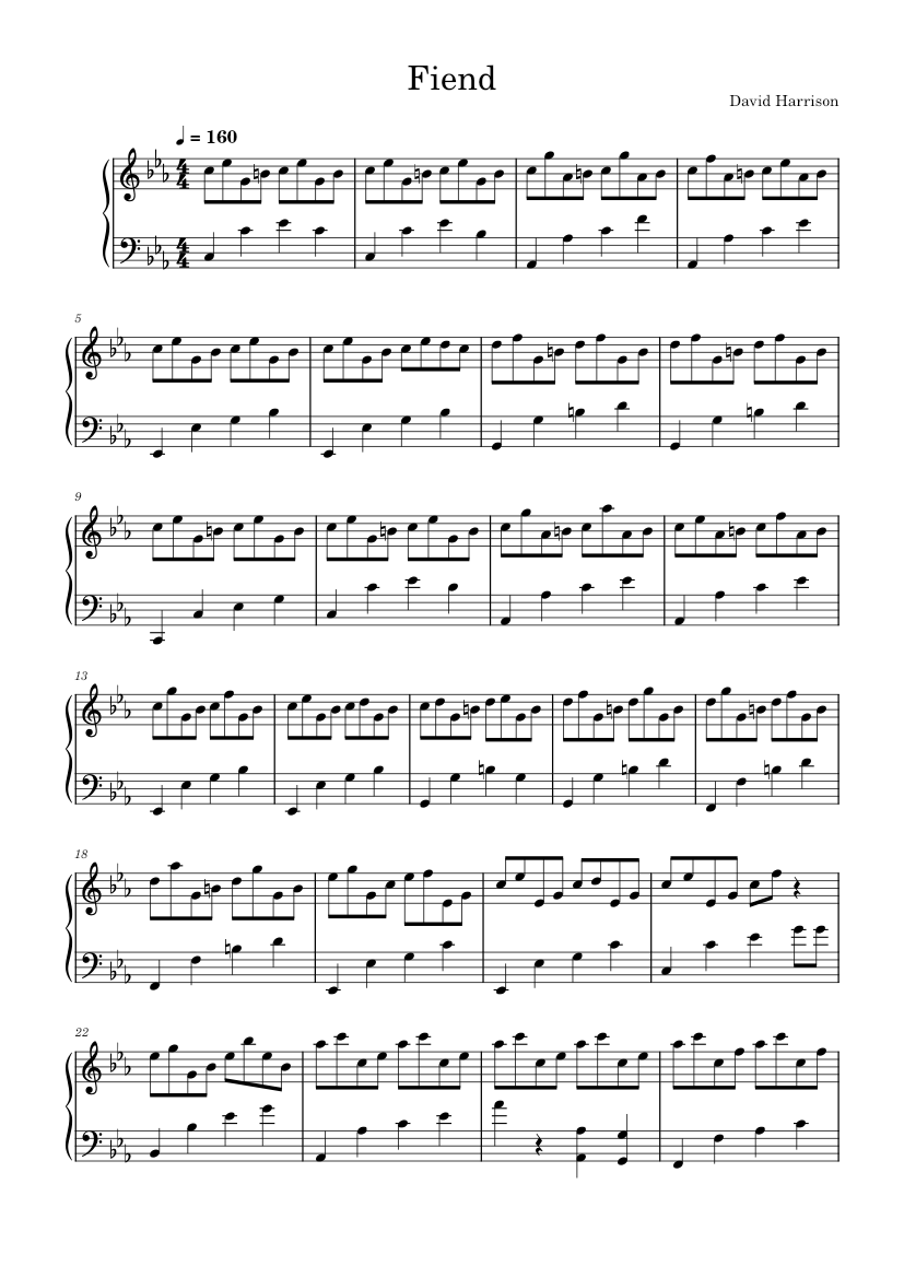 Fiend - David Harrison Sheet Music for Piano (Solo) | MuseScore.com