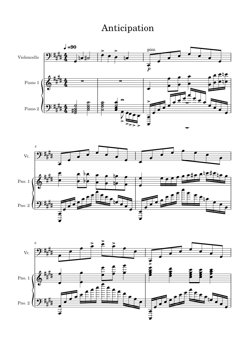 Anticipation Sheet music for Piano, Cello (Mixed Trio) | Musescore.com