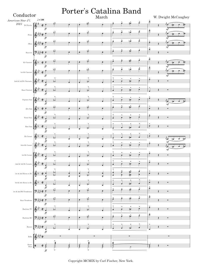 Porter's Catalina Band – W. Dwight McCaughey Sheet Music for Trombone ...