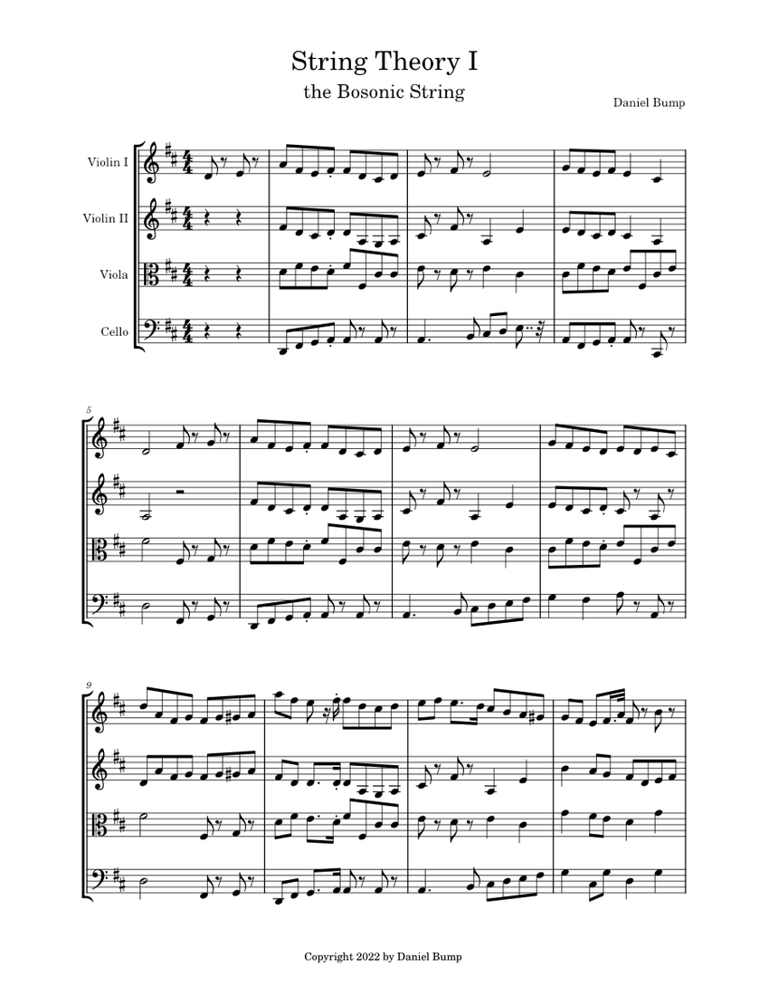 String Theory Sheet music for Violin, Viola, Cello (String Quartet ...
