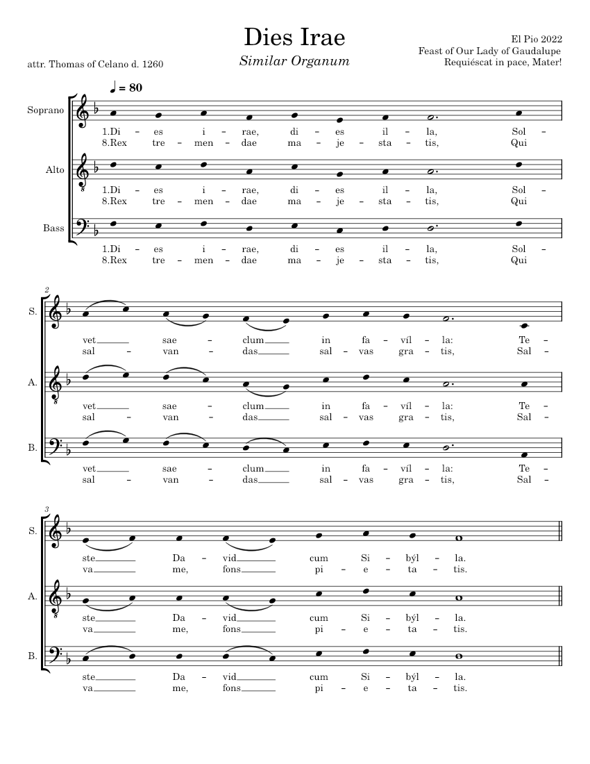 Dies Irae – Thomas of Celano Sheet music for Soprano, Alto, Bass voice ...