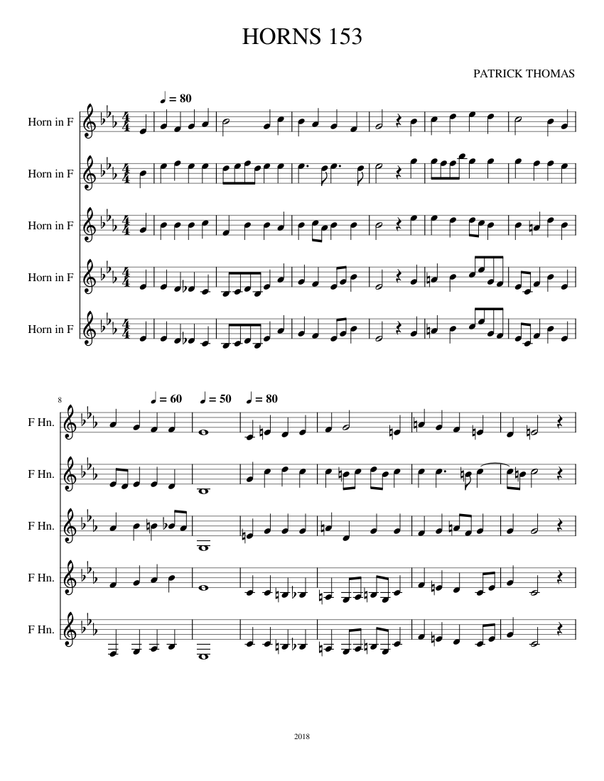HORNS_1532023 Sheet music for French horn (String Quintet) | Musescore.com