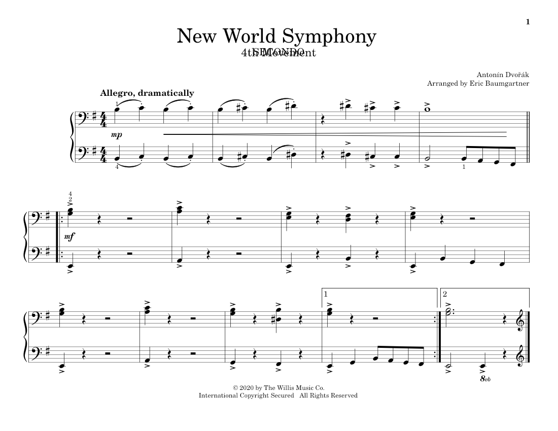 Play Official version of New World Symphony (4th Movement) (arr. Eric Baumgartner) sheet music ...