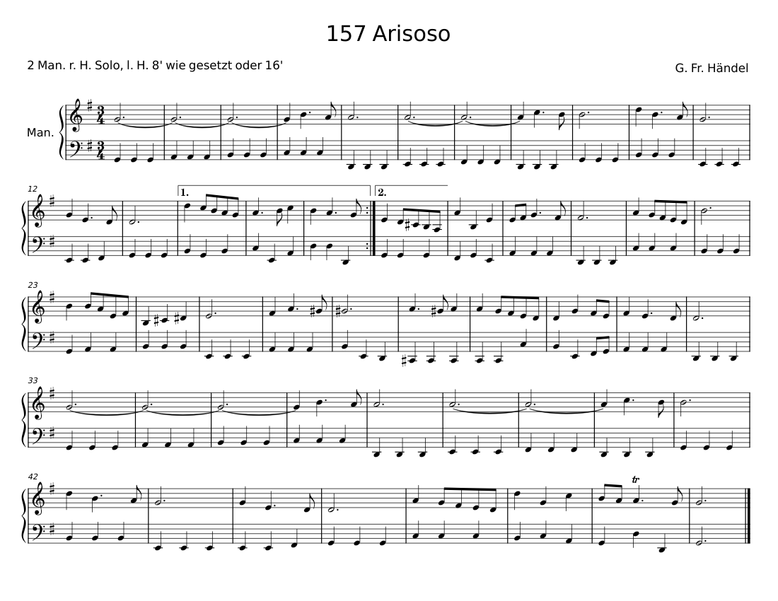 Arioso - Georg Friedrich Händel Sheet Music for Organ (Solo ...