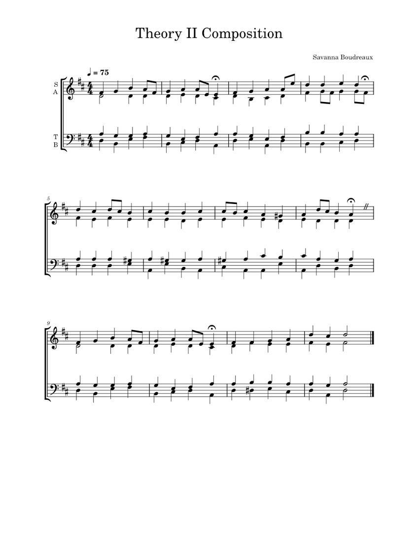 Theory_II_Composition Sheet music for Female, Male (Choral) | Musescore.com