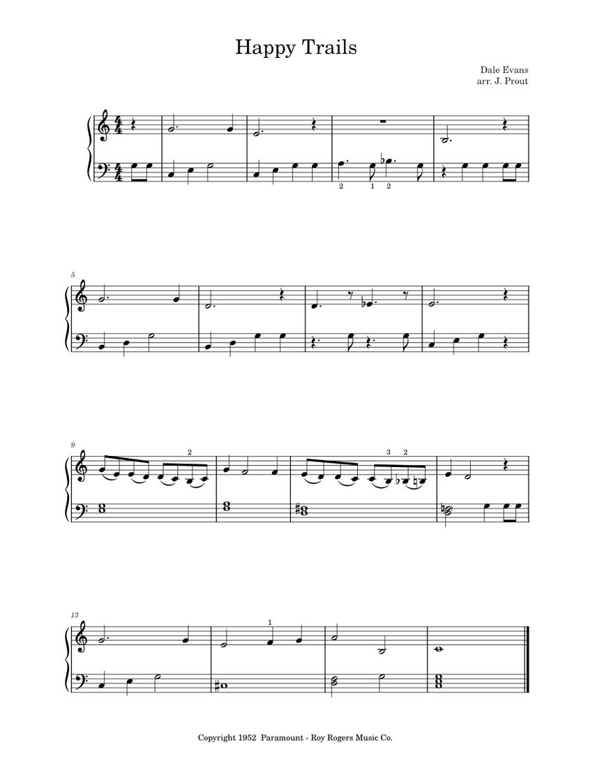 Happy Trails to You – Dale Evans Happy Trails with copyright Sheet ...