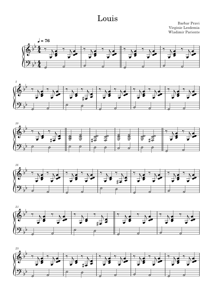 Louis Sheet music for Piano (Piano-Voice) Easy | Musescore.com
