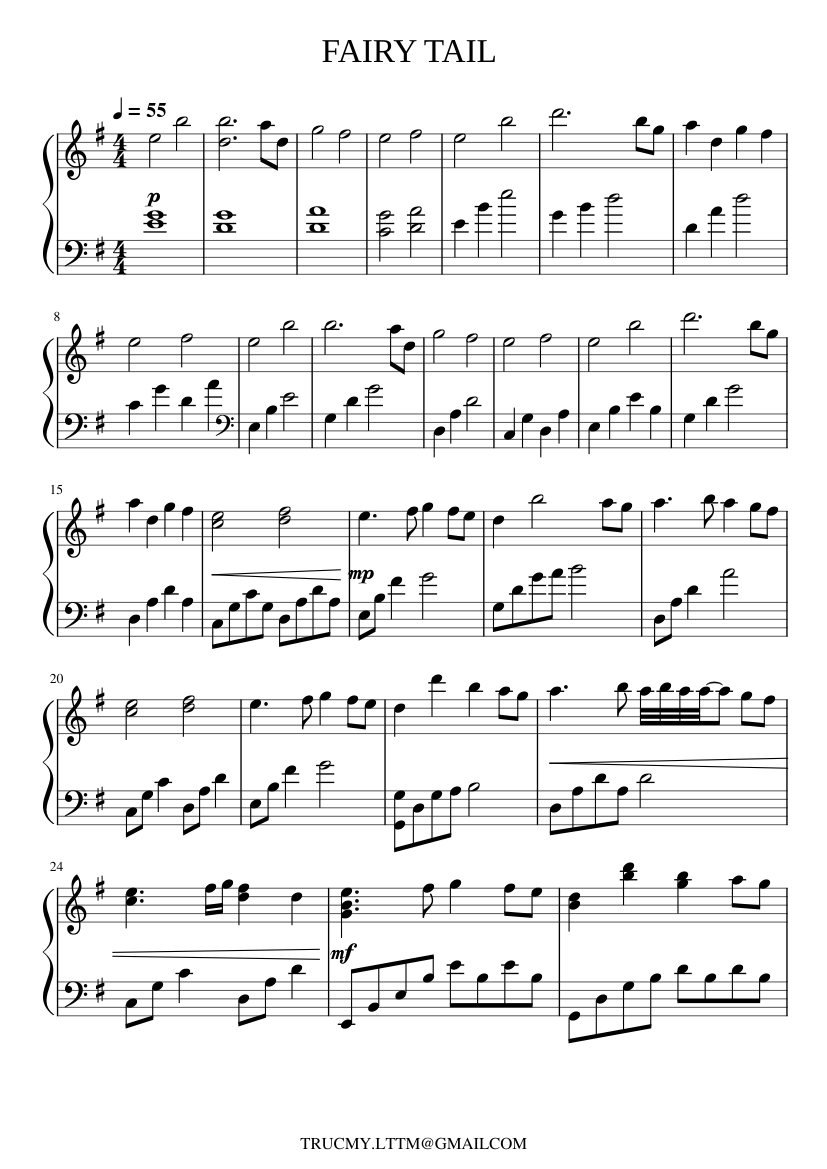 Fairy tail - main theme – Misc Cartoons Sheet Music for Piano (Solo ...