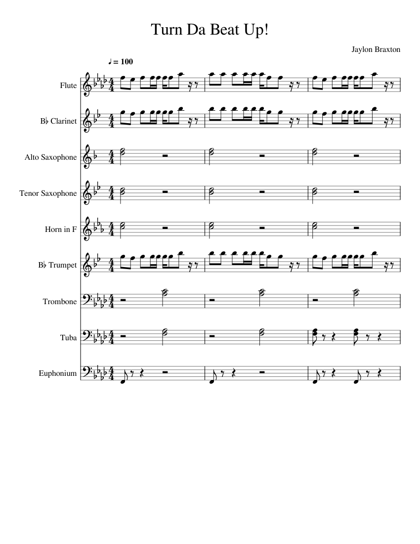 Turn Da Beat Up! Sheet music for Trombone, Tuba, Flute, Clarinet other ...