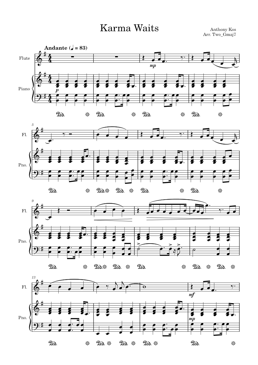 "Karma Waits" Sheet Music for Piano, Flute (Solo) | MuseScore.com