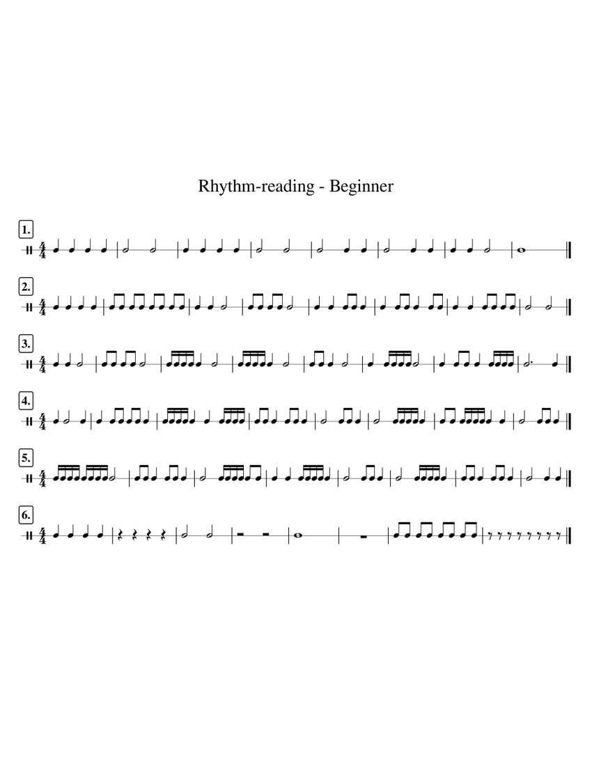 Rhythm-reading - Beginner Sheet music for Drum group (Solo) | Musescore.com