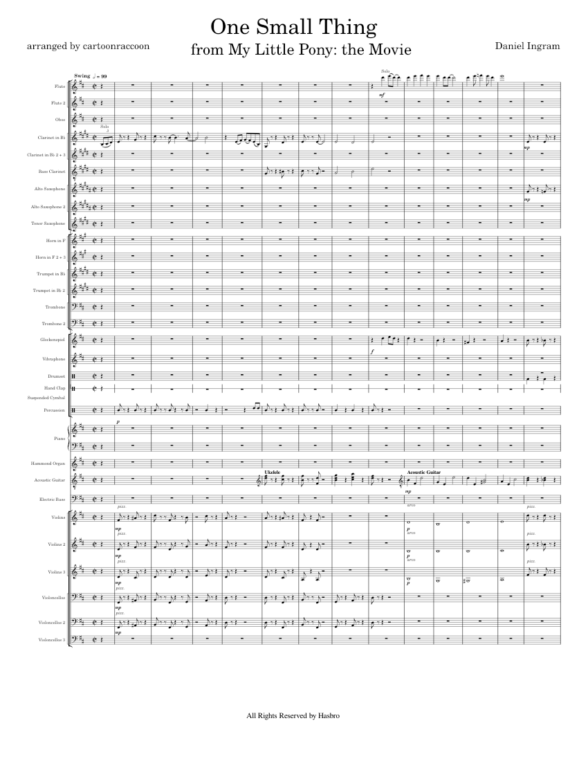 One Small Thing (Instrumental) Sheet Music for Piano, Trombone, Organ ...