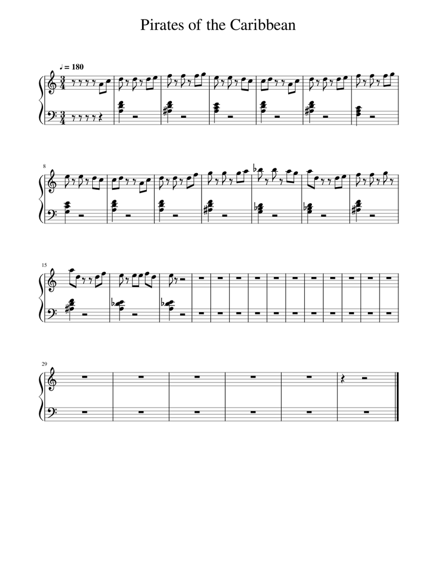 Pirates of the Caribbean Sheet music for Piano (Solo) | Musescore.com
