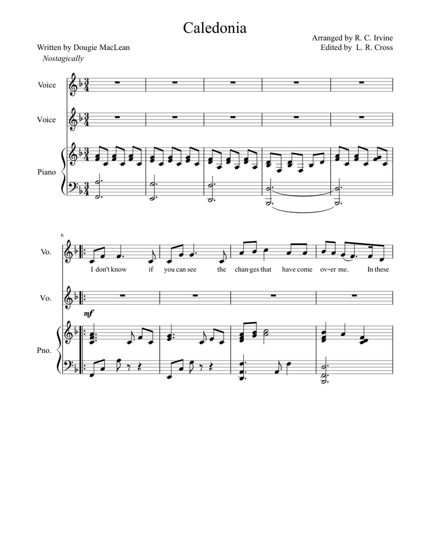 Caledonia Sheet music for Piano, Vocals, Voice (other) (Mixed Trio ...