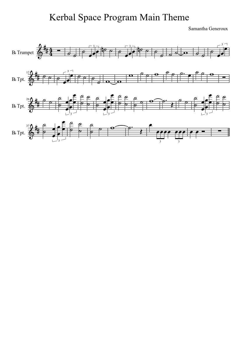 Kerbal Space Program Main Theme Sheet music for Trumpet other (Solo ...