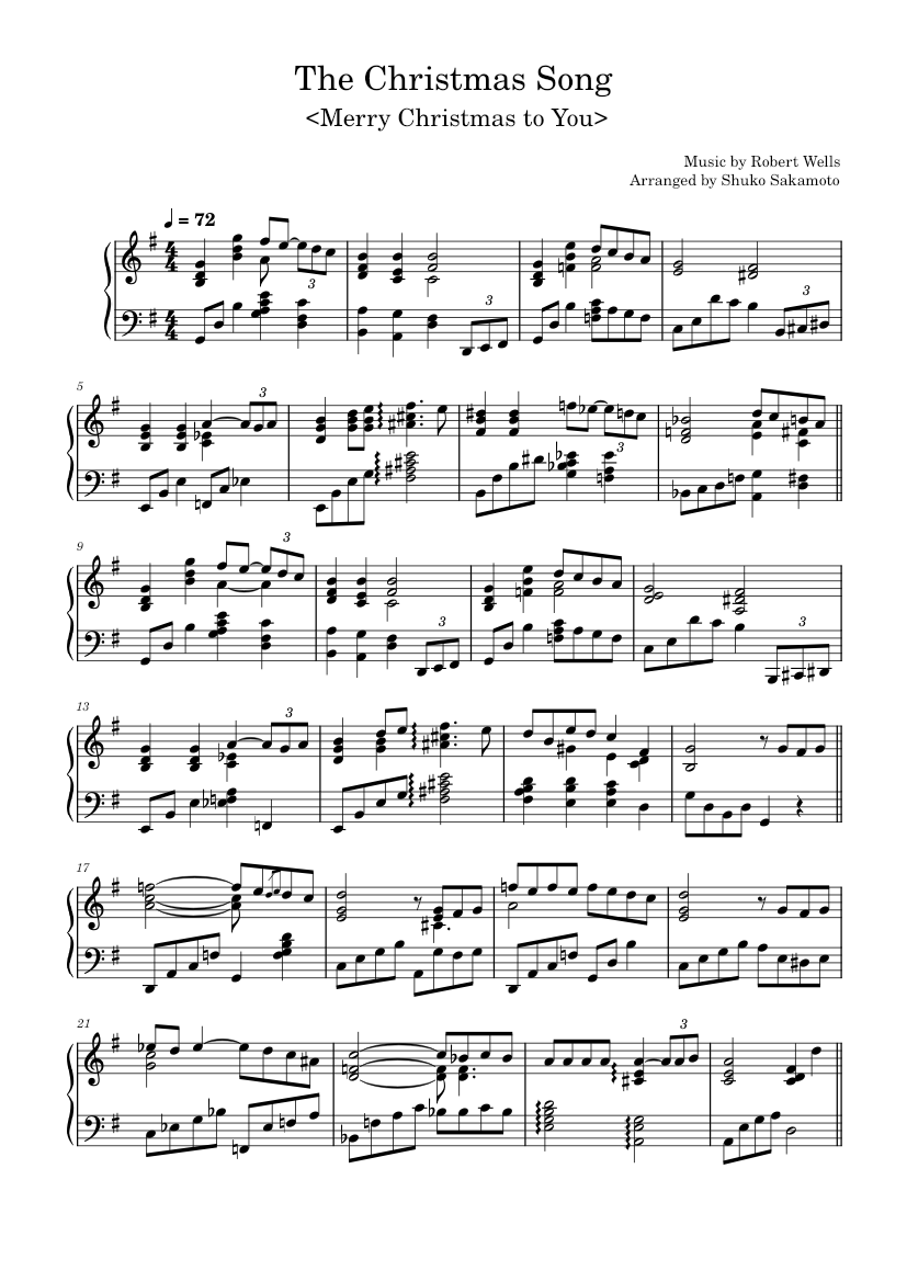 The christmas song – Nat King Cole Sheet Music for Piano (Solo ...