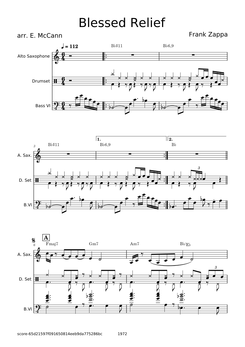 Blessed relief – Frank Zappa Blessed Relief- Frank Zappa Sheet Music ...