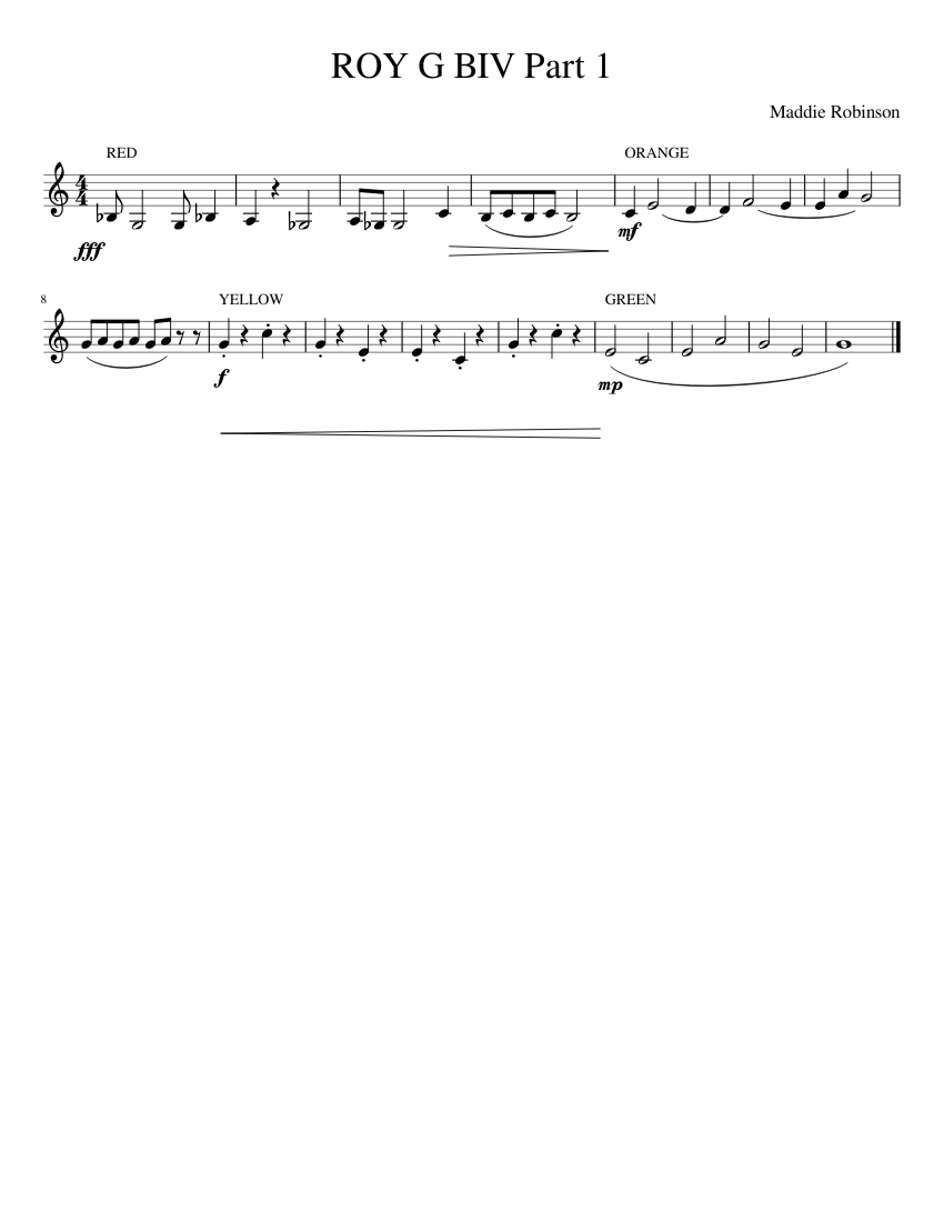 ROY G BIV Part 1 Sheet music for Piano (Solo) | Musescore.com