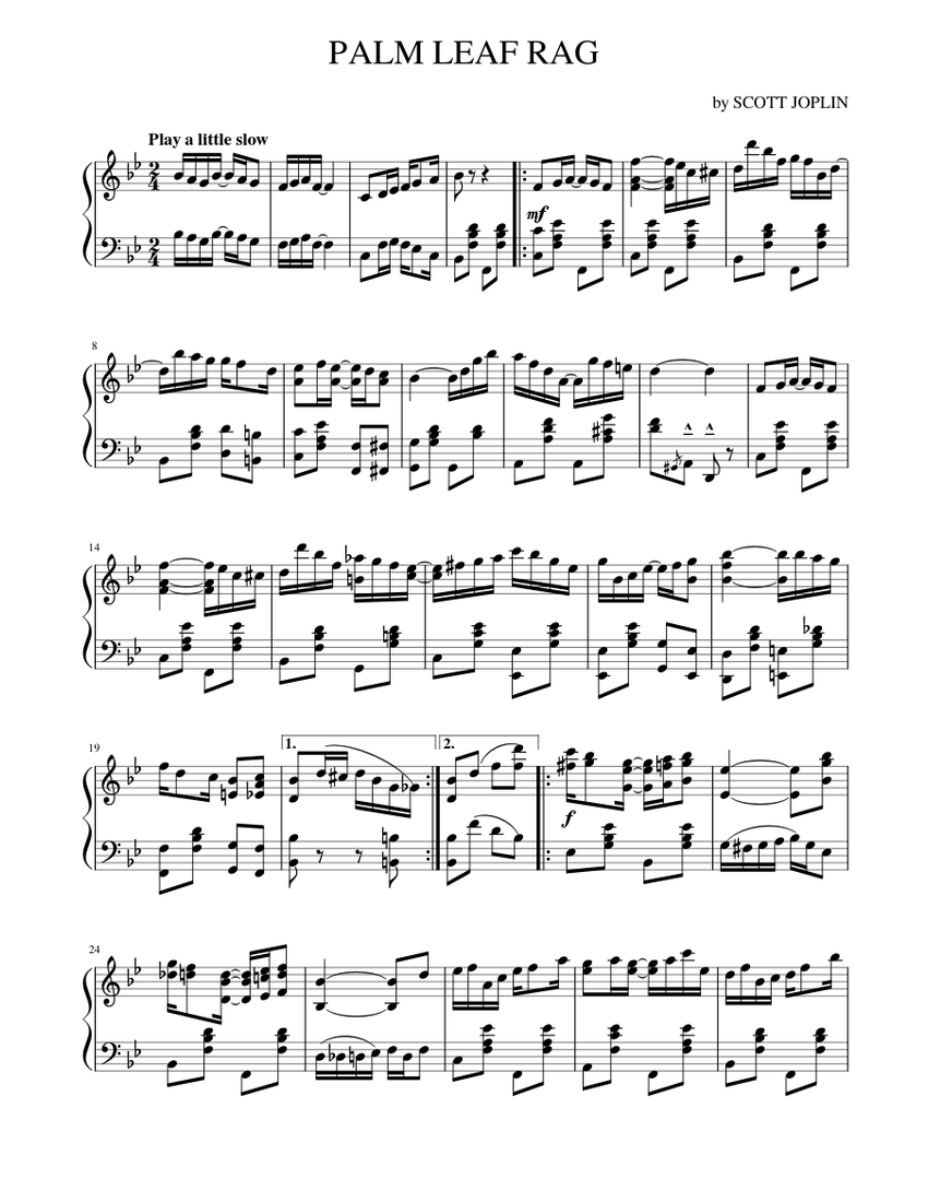 Palm Leaf Rag Sheet music for Piano (Solo) | Musescore.com