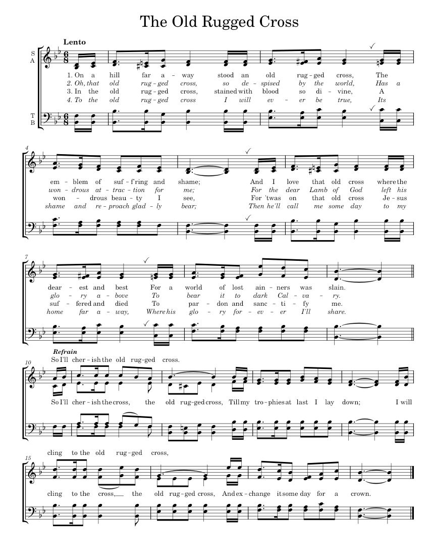 The Old Rugged Cross – Rev. George Bennard Sheet music for Synthesizer (SATB) | Musescore.com