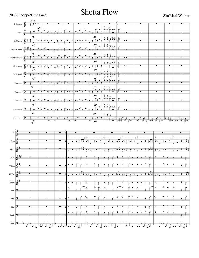 Shotta_Flow Sheet music for Trombone, Euphonium, Mellophone, Flute ...