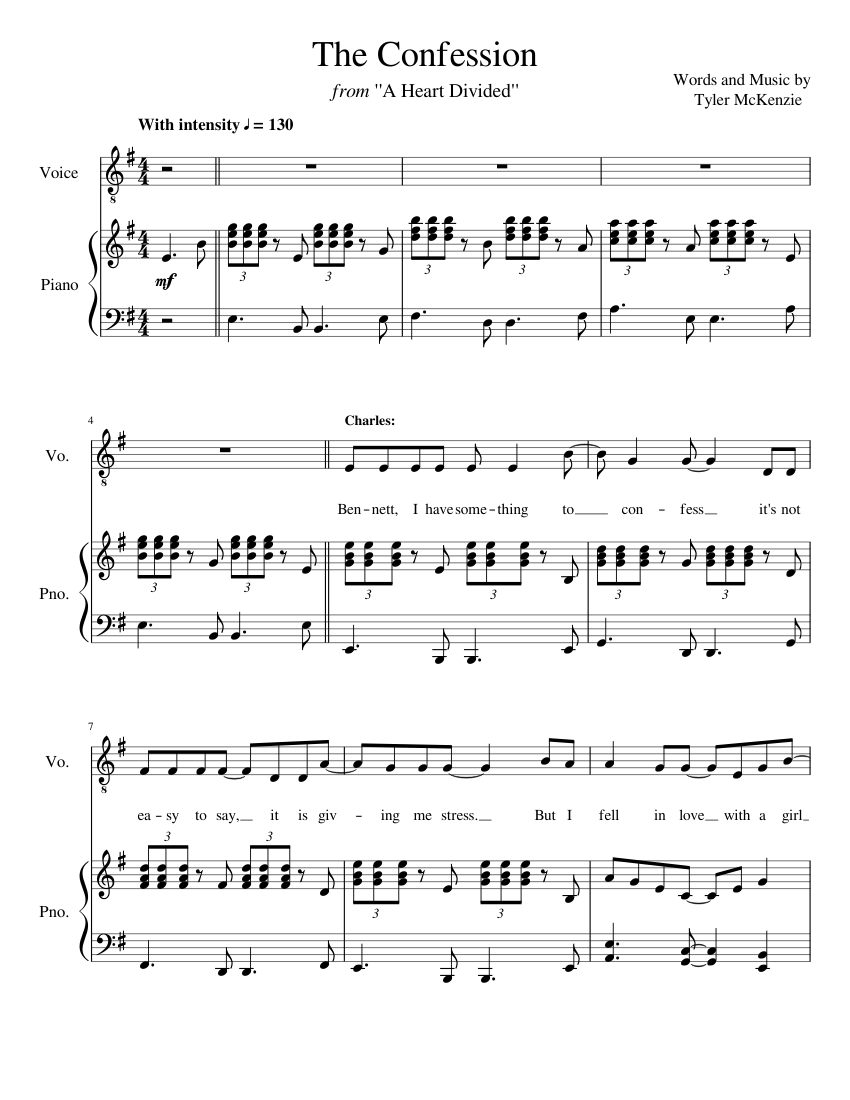 The Confession Sheet music for Piano, Vocals (Piano-Voice) | Musescore.com