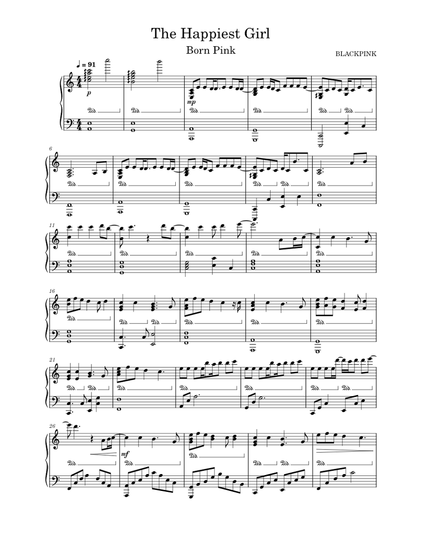 The Happiest Girl – BLACKPINK Sheet music for Piano (Solo) | Musescore.com