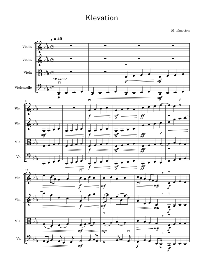 Elevation Sheet music for Violin, Viola, Cello (String Quartet ...