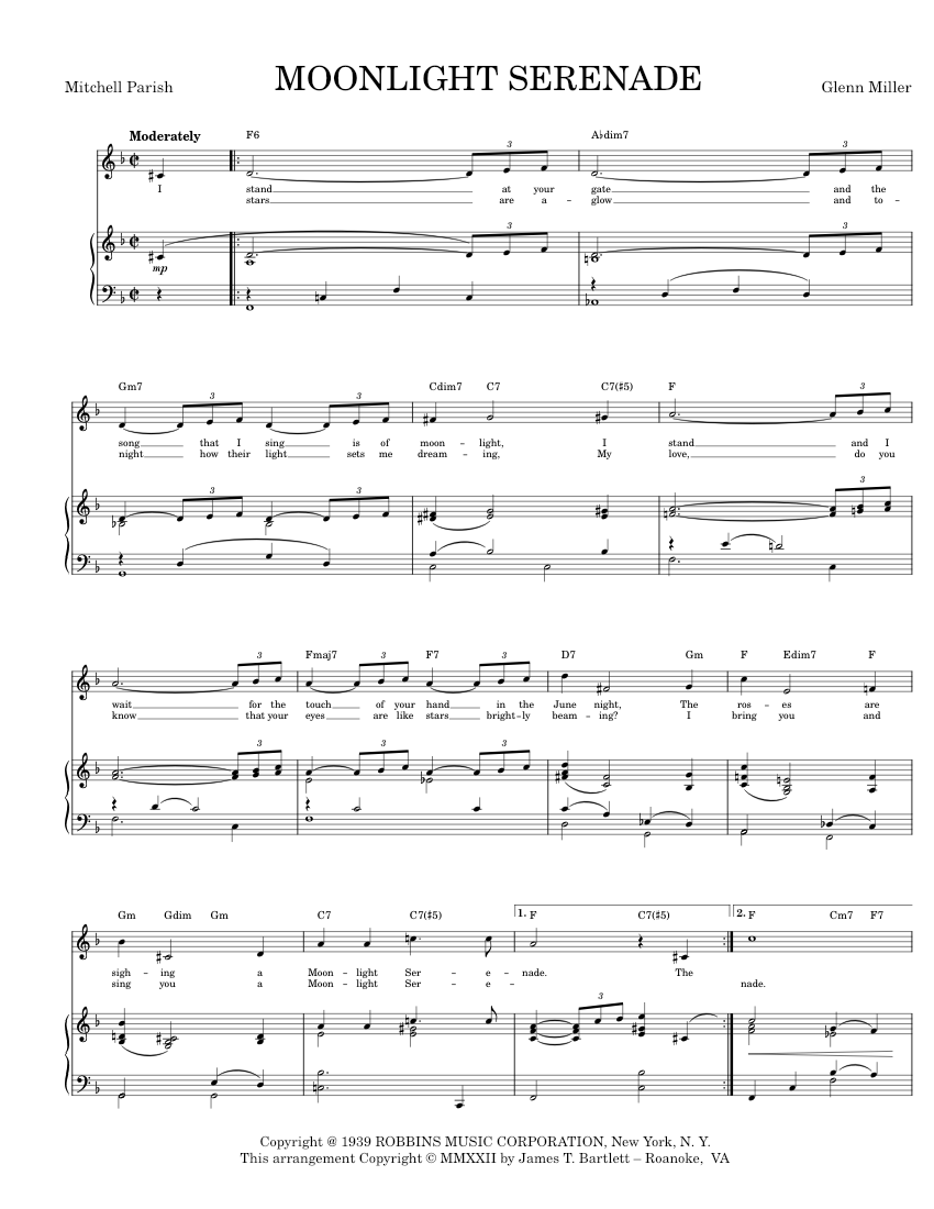 Moonlight Serenade Sheet music for Piano, Clarinet in b-flat (Solo ...