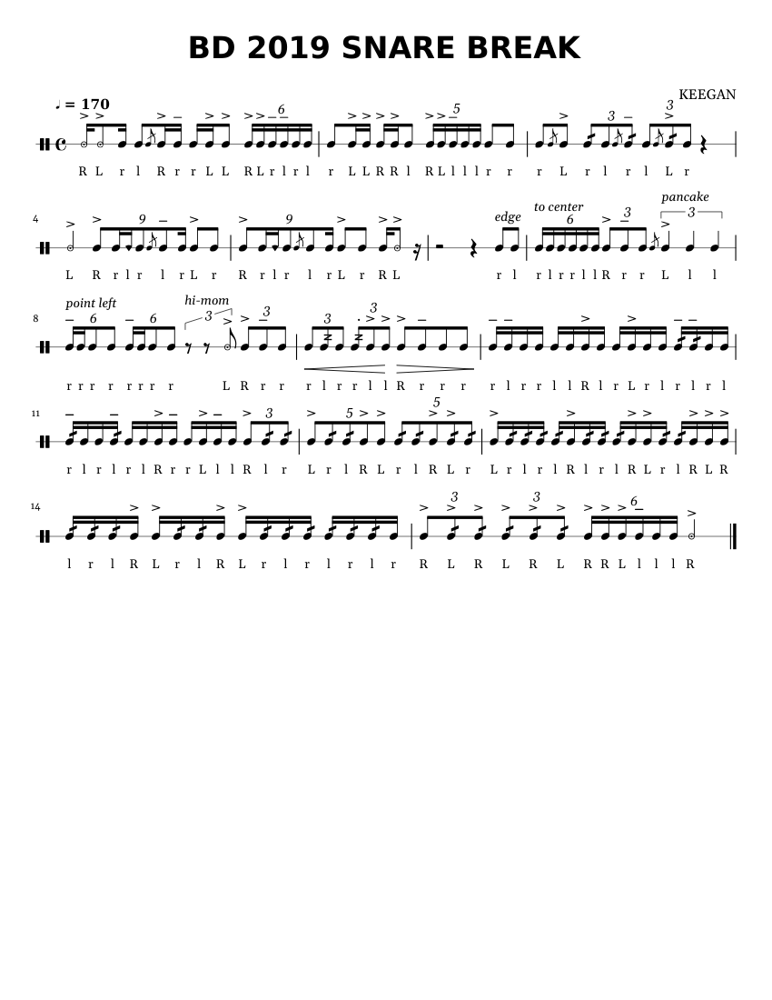 BD_2019_SNARE_BREAK Sheet music for Snare drum (Solo) | Musescore.com