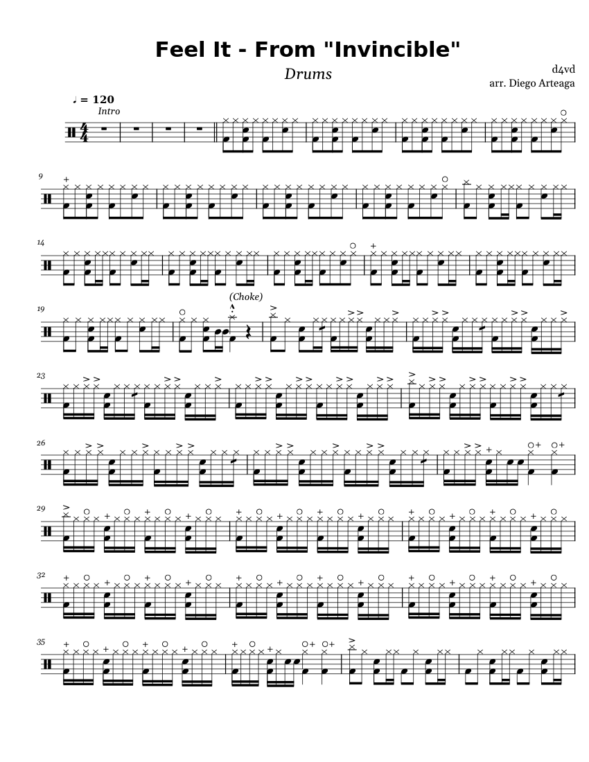 Feel It (Drums Sheet Music / Tabs) Sheet Music for Drum group (Solo ...