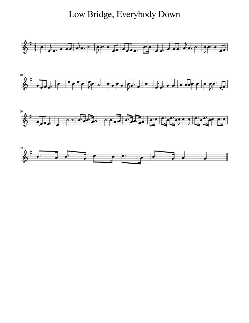 Low Bridge, Everybody Down Sheet music for Piano (Solo) Easy | Musescore.com