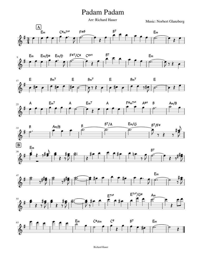 Padam padam – Édith Piaf Padam Sheet music for Piano (Jazz Band) Easy ...