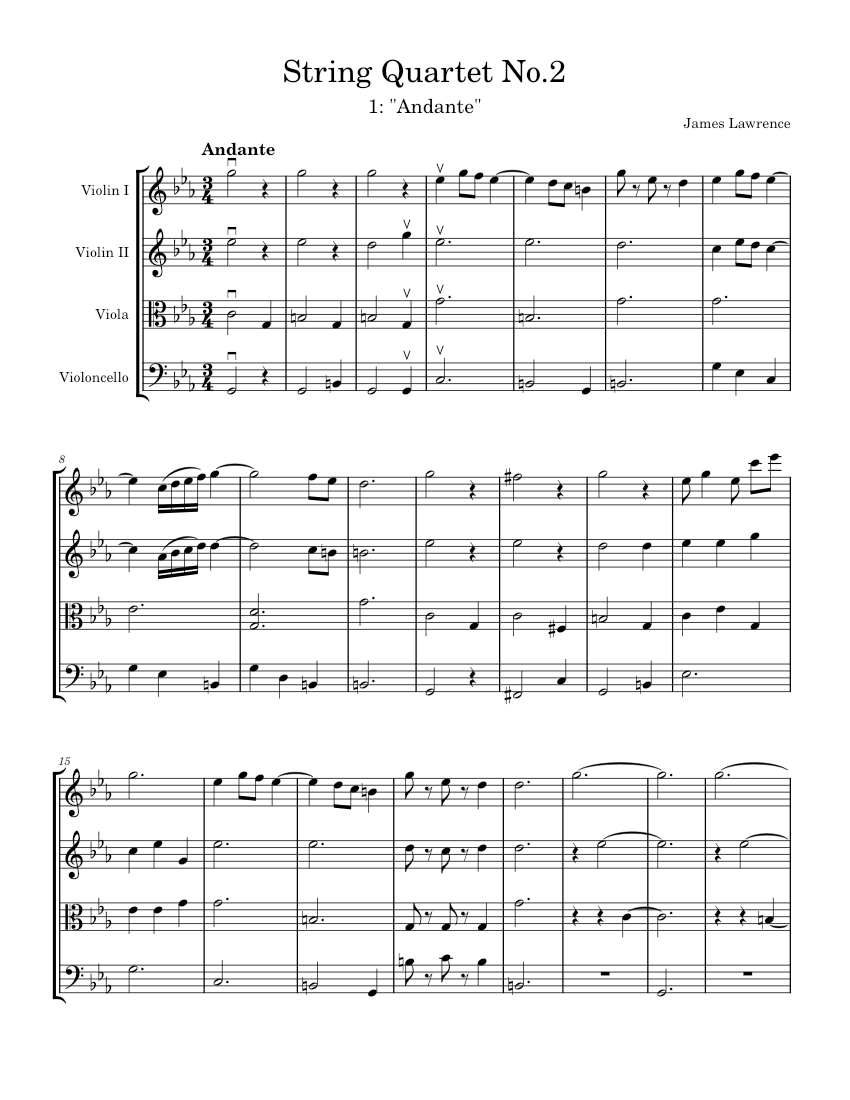 String Quartet No.2 Sheet music for Violin, Viola, Cello (String Quartet) | Musescore.com