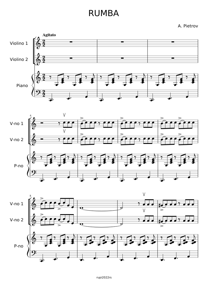 Pietrov A. - RUMBA 2v&pf Sheet music for Piano, Violin (Piano Trio ...