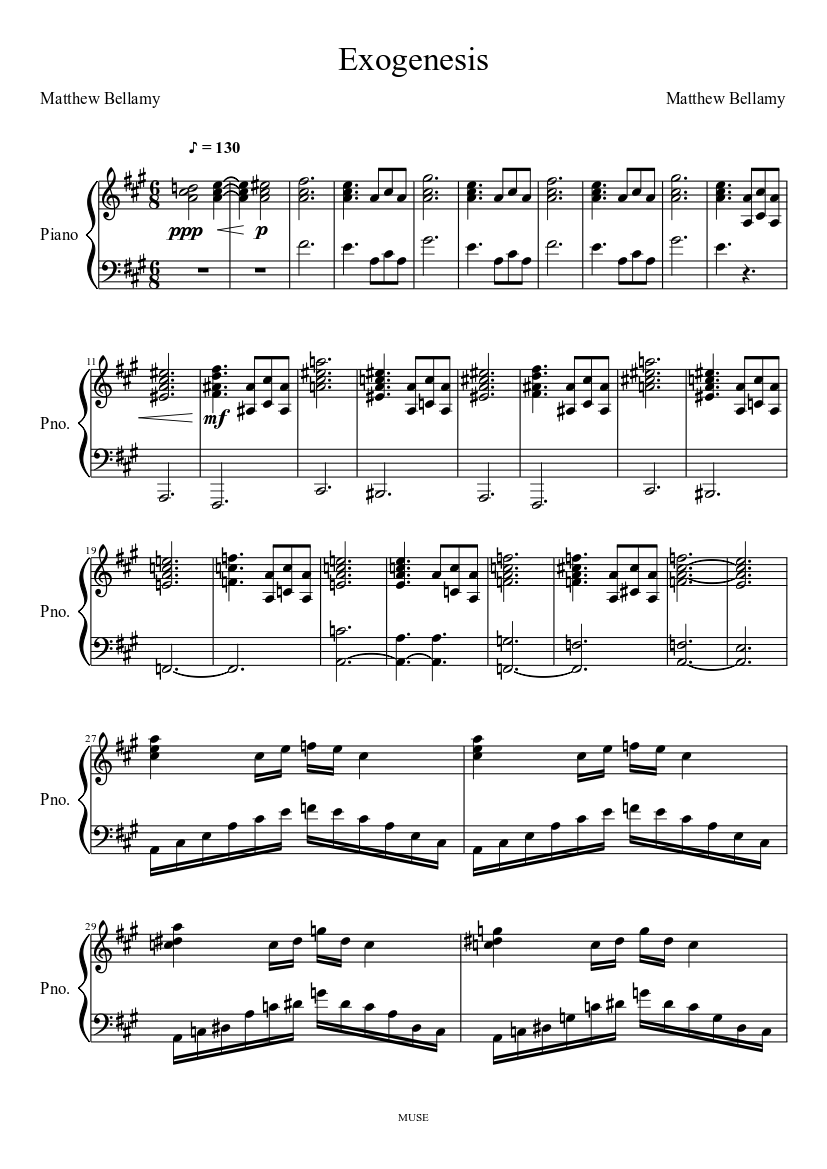 Exogenesis Sheet Music for Piano (Solo) | MuseScore.com