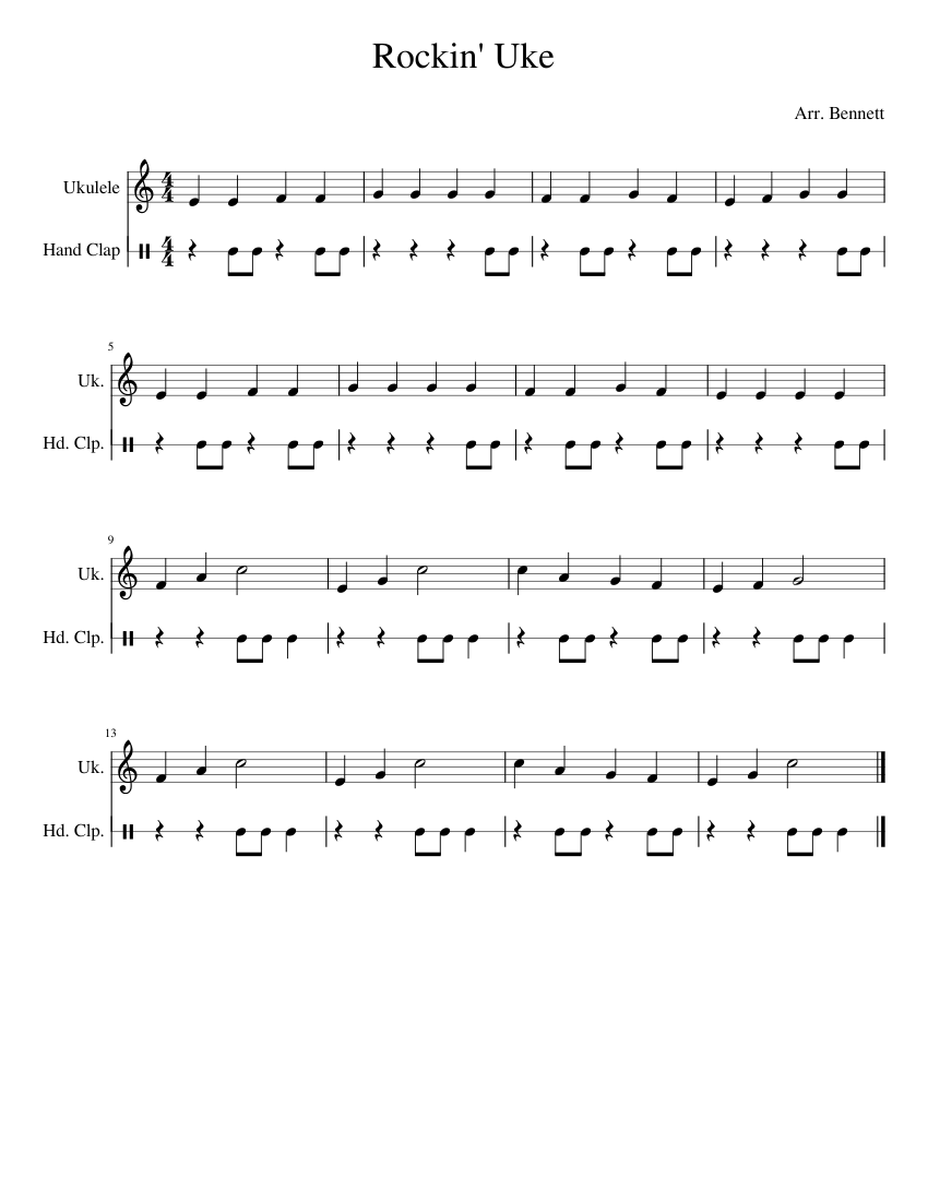 Rockin' Uke Sheet music for Ukulele, Hand clap (Mixed Duet) | Musescore.com