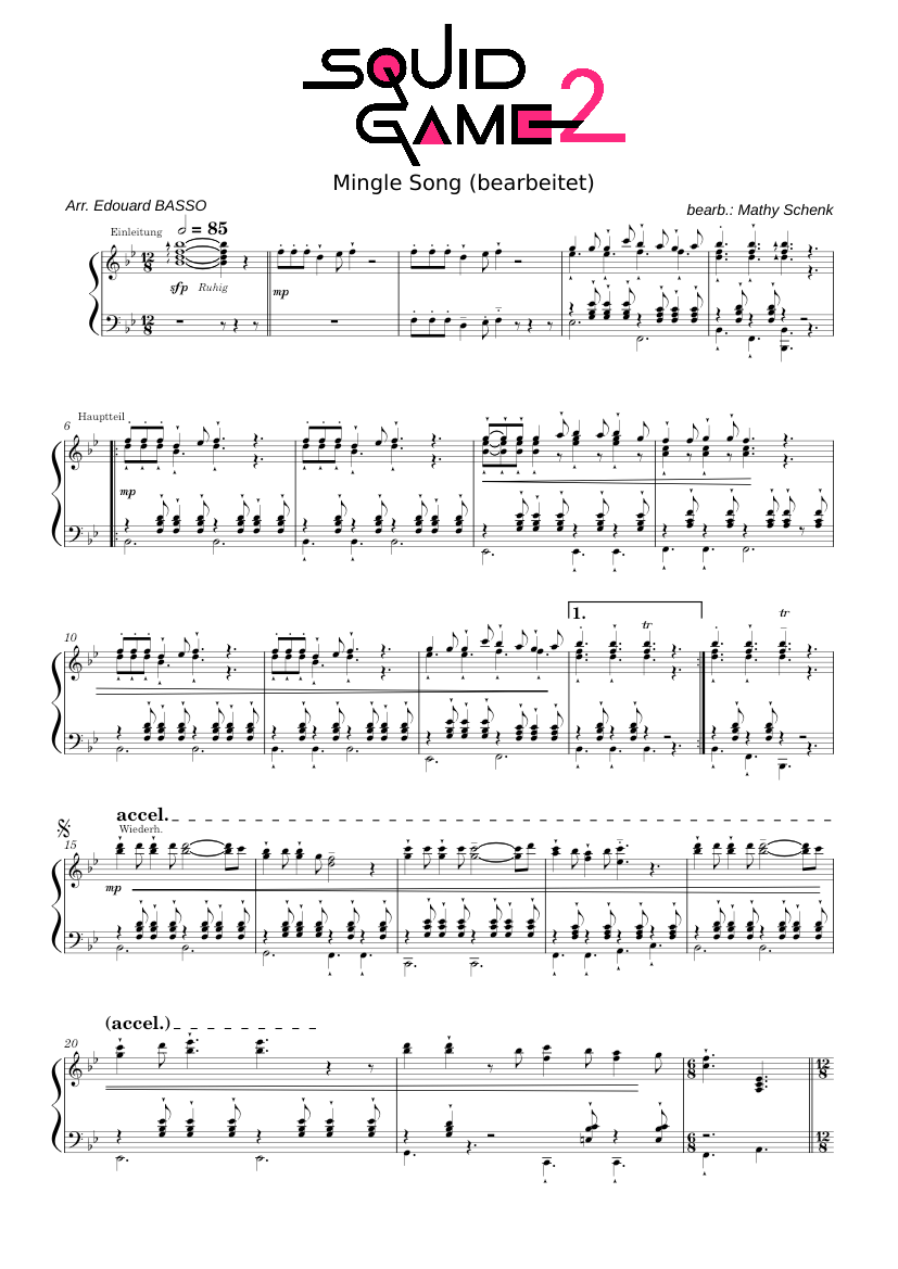 Squid Game 2 - Mingle song (bearbeitet) – Mathy Schenk Sheet Music for Piano (Solo) | MuseScore.com