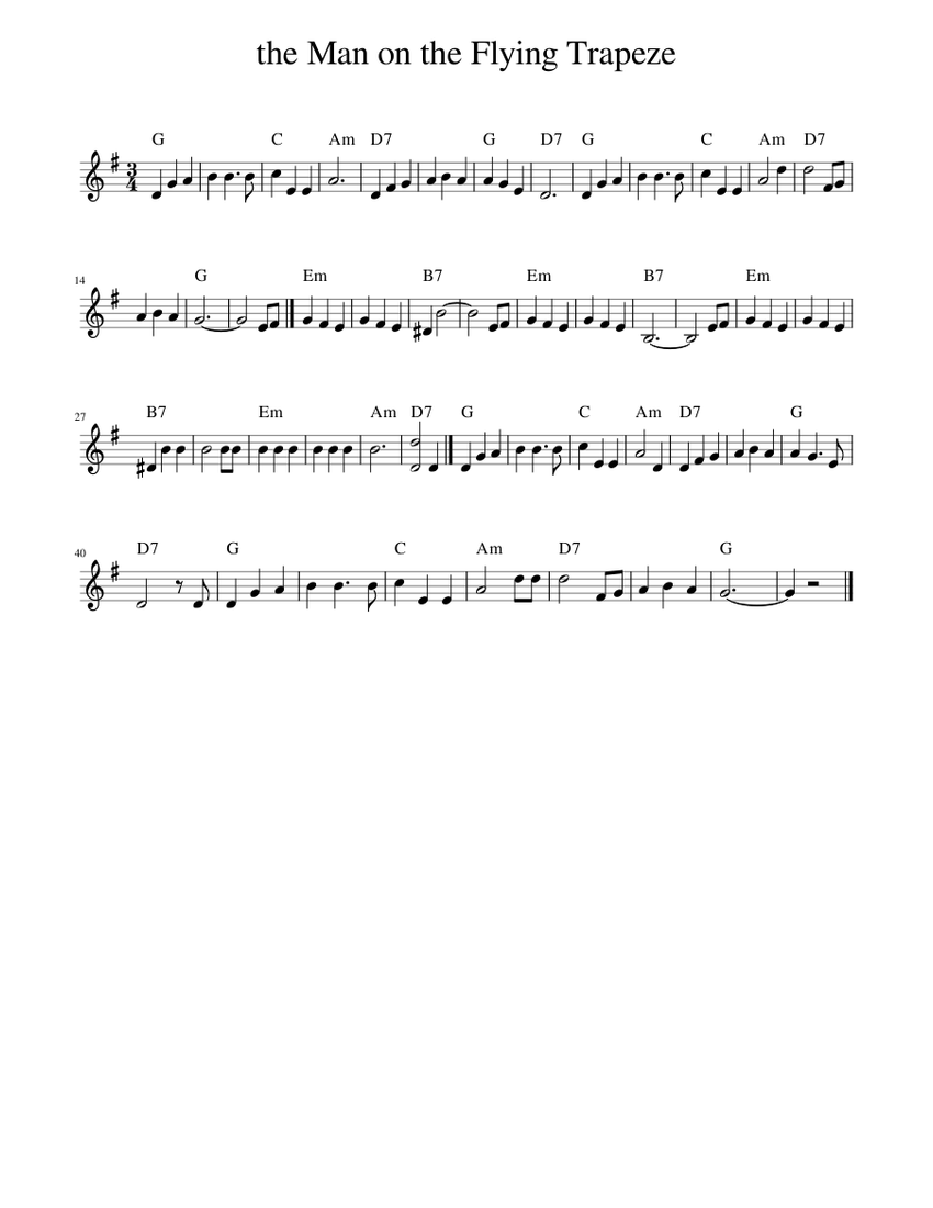 the Man on the Flying Trapeze Sheet music for Piano (Solo) | Musescore.com
