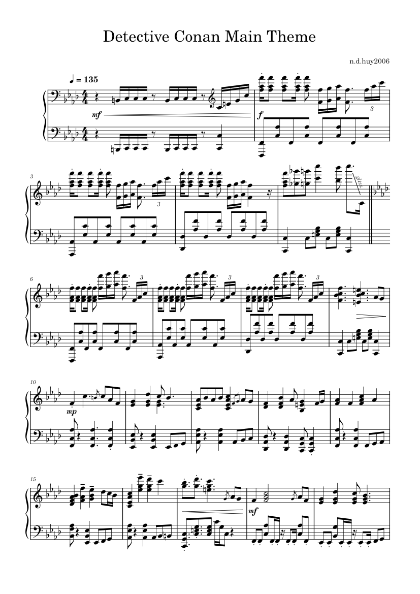 Detective_Conan_Main_Theme Sheet music for Piano (Solo) | Musescore.com