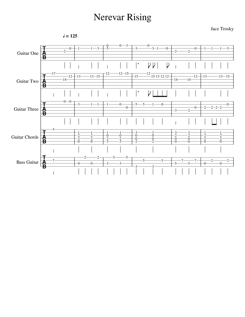 Nerevar Rising Sheet music for Guitar, Bass guitar (Mixed Quintet ...
