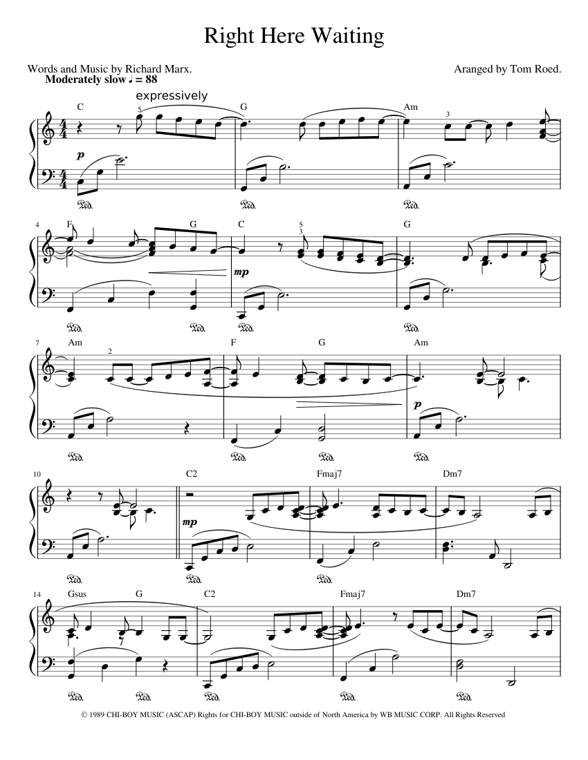Right Here Waiting Sheet music for Piano (Solo) | Musescore.com