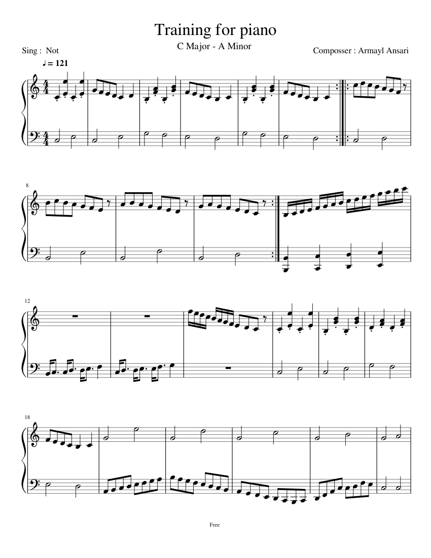 Training for piano Sheet music for Piano (Solo) | Download and print in ...